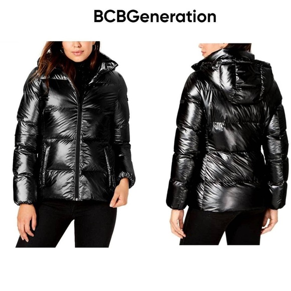 BCBGeneration | Jackets & Coats | Bcbgeneration Metallic Black Puffer Coat Jacket Size Medium ...